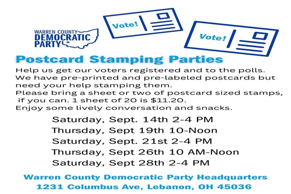 Postcard Stamping Parties! · Warren County Democratic Party