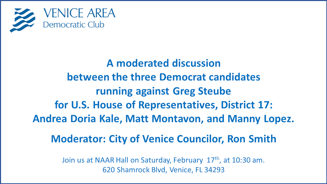 VENICE DEMOCRATIC CLUB ZOOM MEETING · Sarasota County Democratic Party