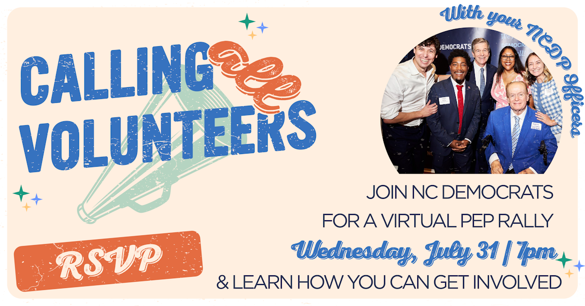 Virtual Volunteer Pep Rally! · North Carolina Democrats