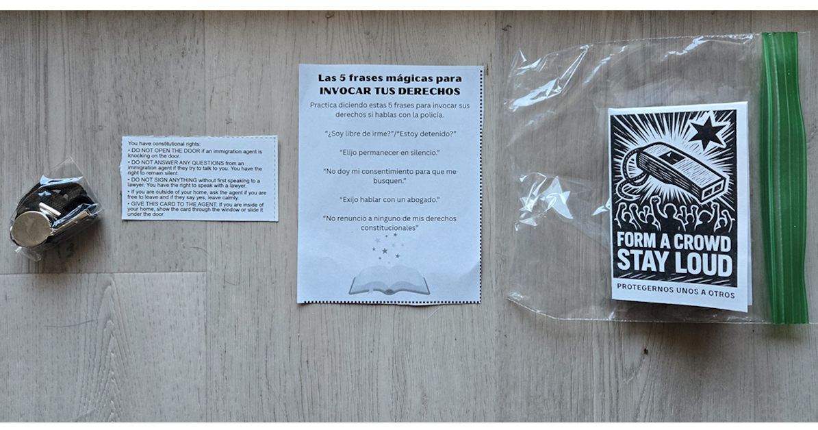 Help assemble whistle packets for community defense · Mobilize